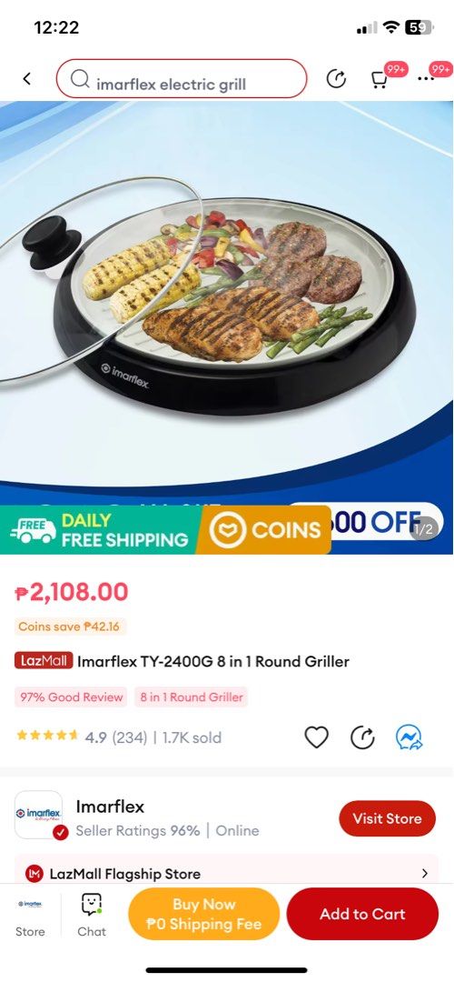 Imarflex Health Grill, TV & Home Appliances, Kitchen Appliances, BBQ, Grills & Hotpots on Carousell