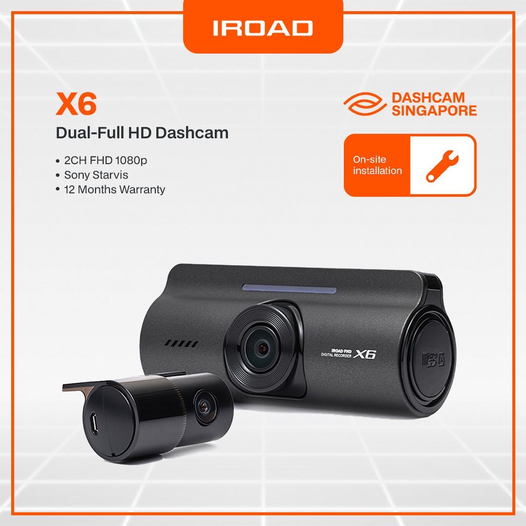 IROAD X6 | Dual-Channel FHD Dashcam / Car Camera [Made-in-Korea] | Inclusive of dash cam ...