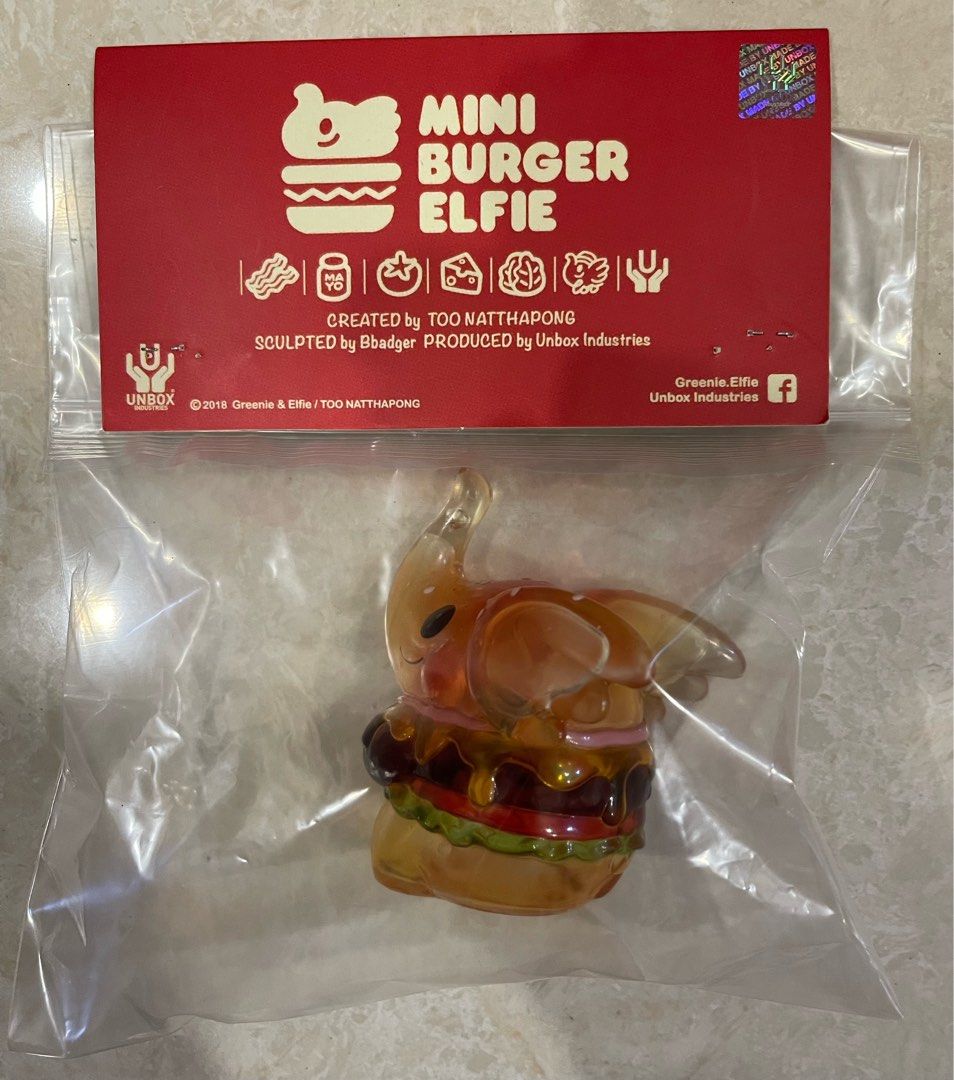 Jumbo ELFIE BURGER Clear By TOO Natthapong Greenie Elfie Sofubi Vinyl ...