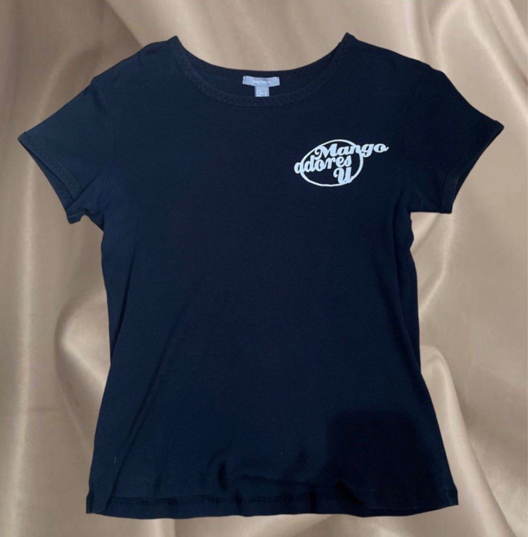 Mango Black Basic Top, Women's Fashion, Tops, Shirts on Carousell