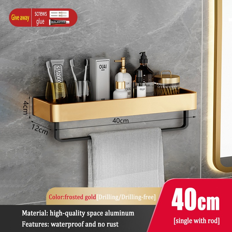 MEIDOO rose gold Bathroom Rack Aluminum Toilet Rack without Drilling ...