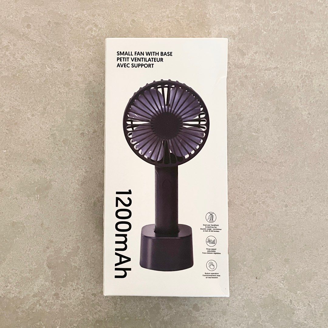 MINISO 1200mAh Handheld Small Fan with Base (Black), Furniture & Home ...