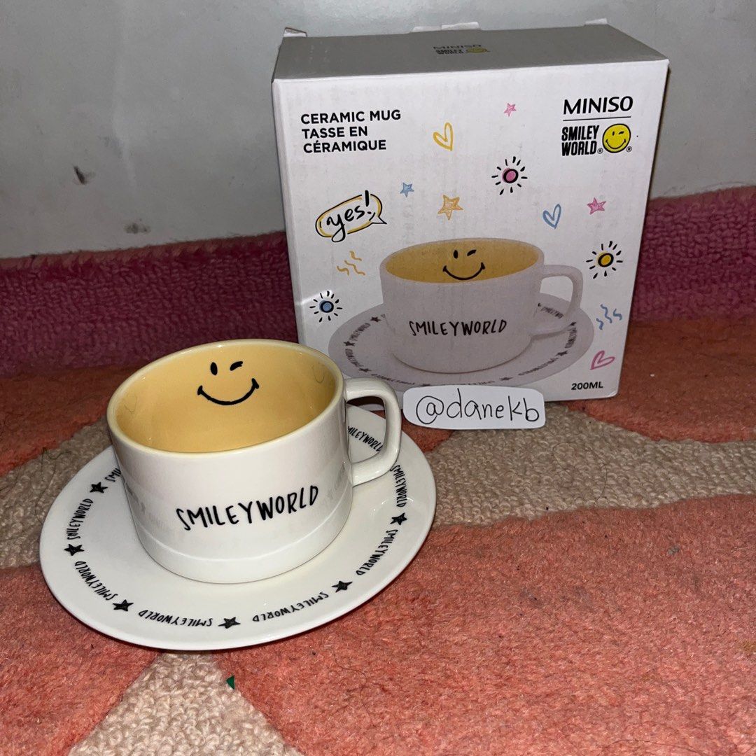 Miniso Smiley World Ceramic Mug, Furniture & Home Living, Kitchenware ...