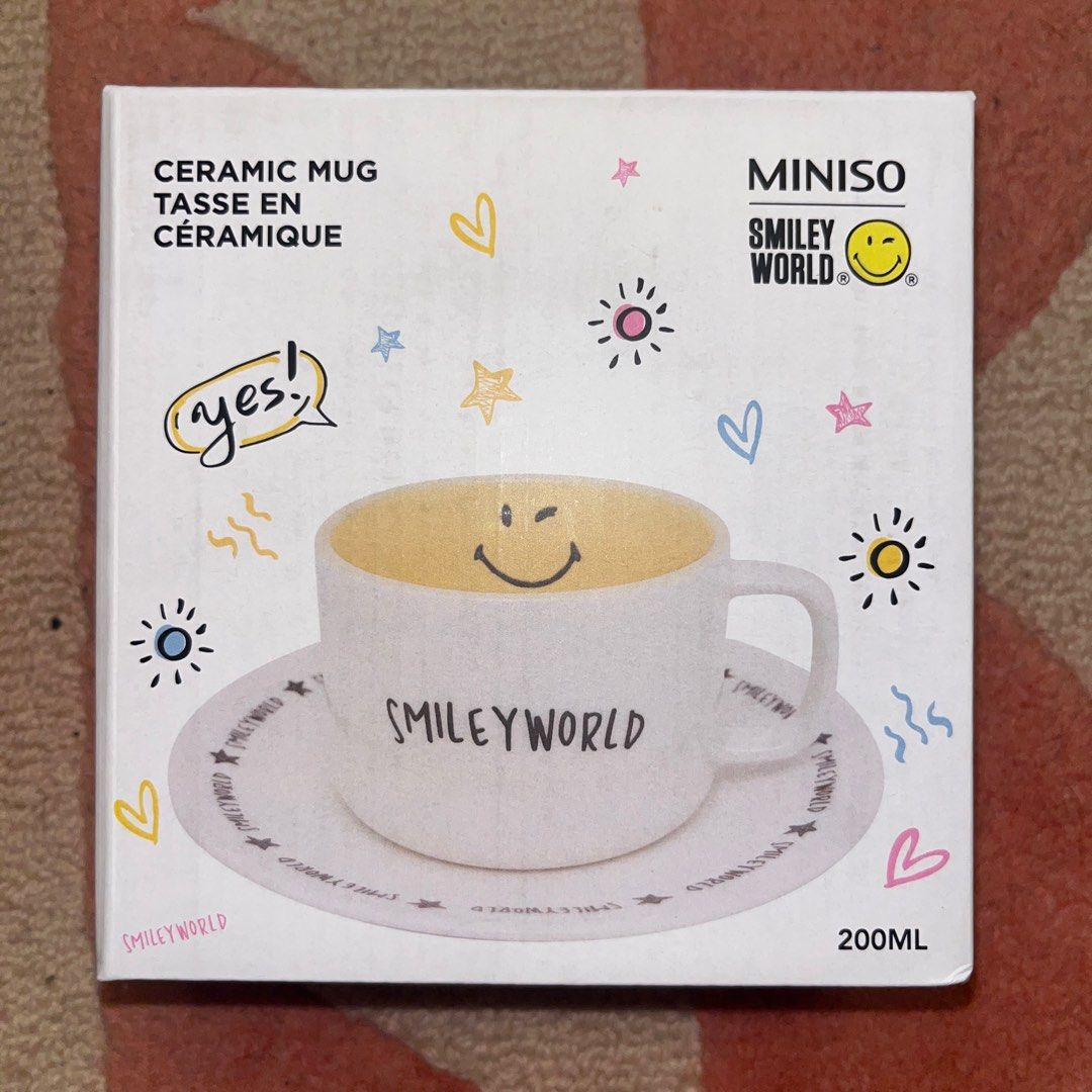 Miniso Smiley World Ceramic Mug, Furniture & Home Living, Kitchenware ...