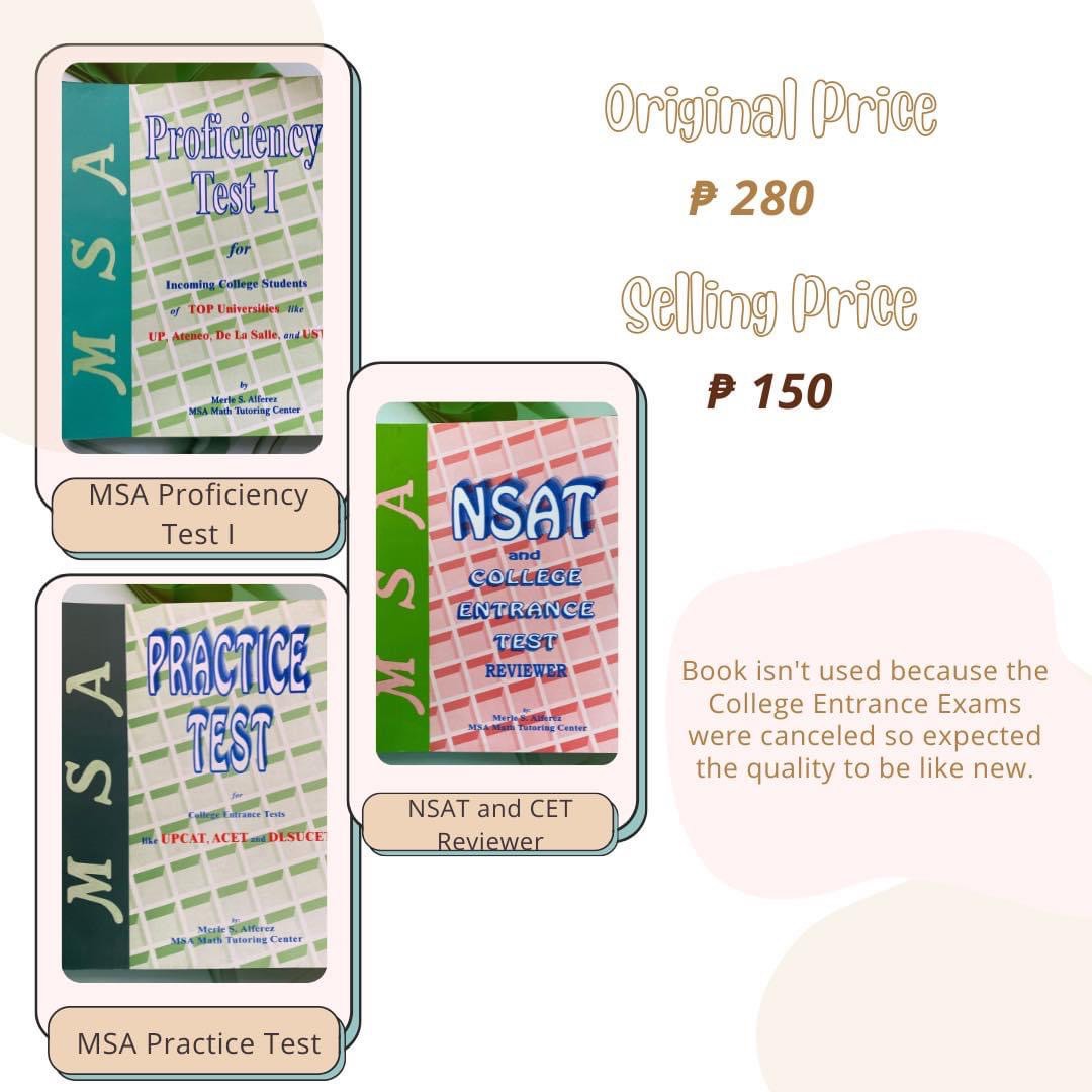 MSA Proficiency Test I, Practice Test & NSAT, and CET Reviewer, Hobbies ...