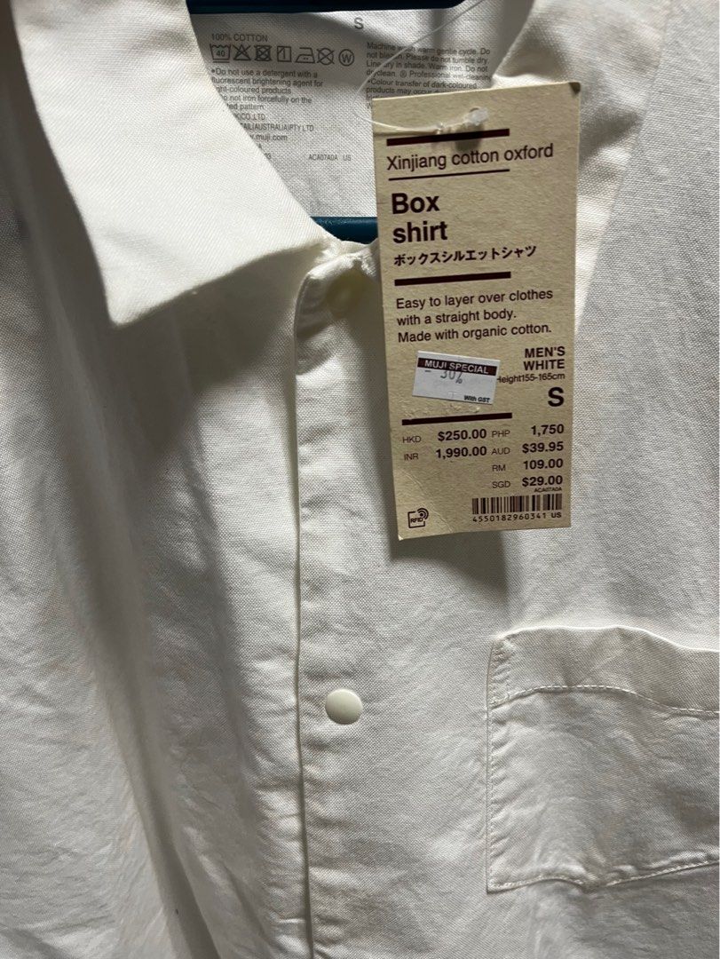 Muji Box Shirt, Men's Fashion, Tops & Sets, Formal Shirts on Carousell