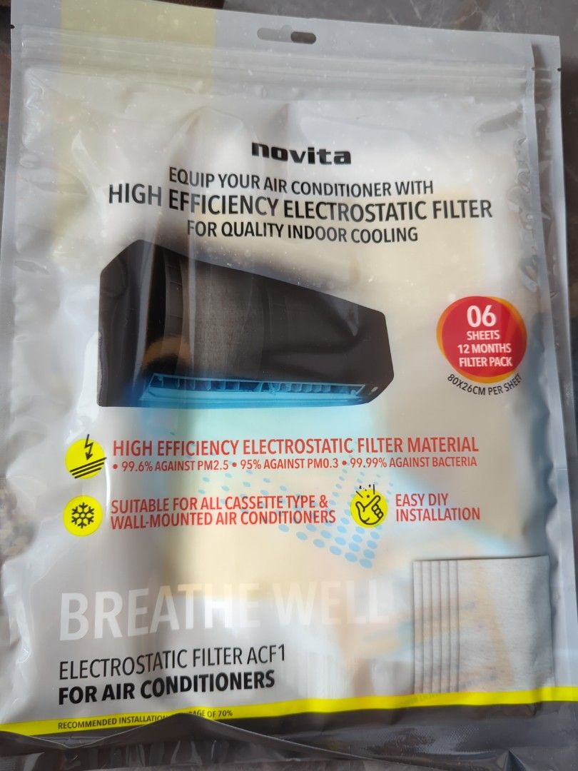 Novita electrostatic filter acf1 x2, TV & Home Appliances, Air ...
