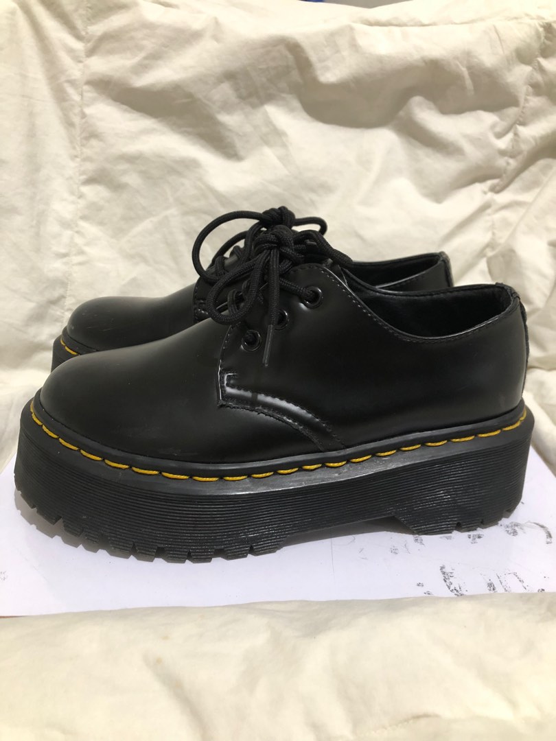 Original Dr. Martens 1461 Quad Platforms Black, Women's Fashion, Footwear, Boots on Carousell