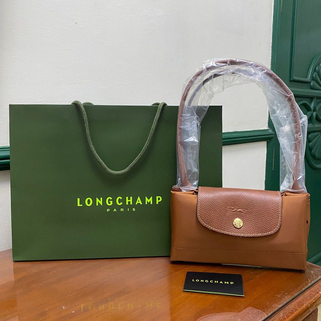 Original Longchamp Le Pliage Cognac Medium Long Handle, Luxury, Bags ...