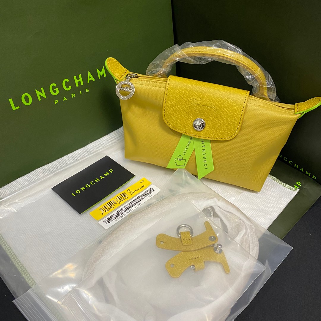 Original Longchamp Le Pliage Yellow Pouch with Sling, Luxury, Bags ...
