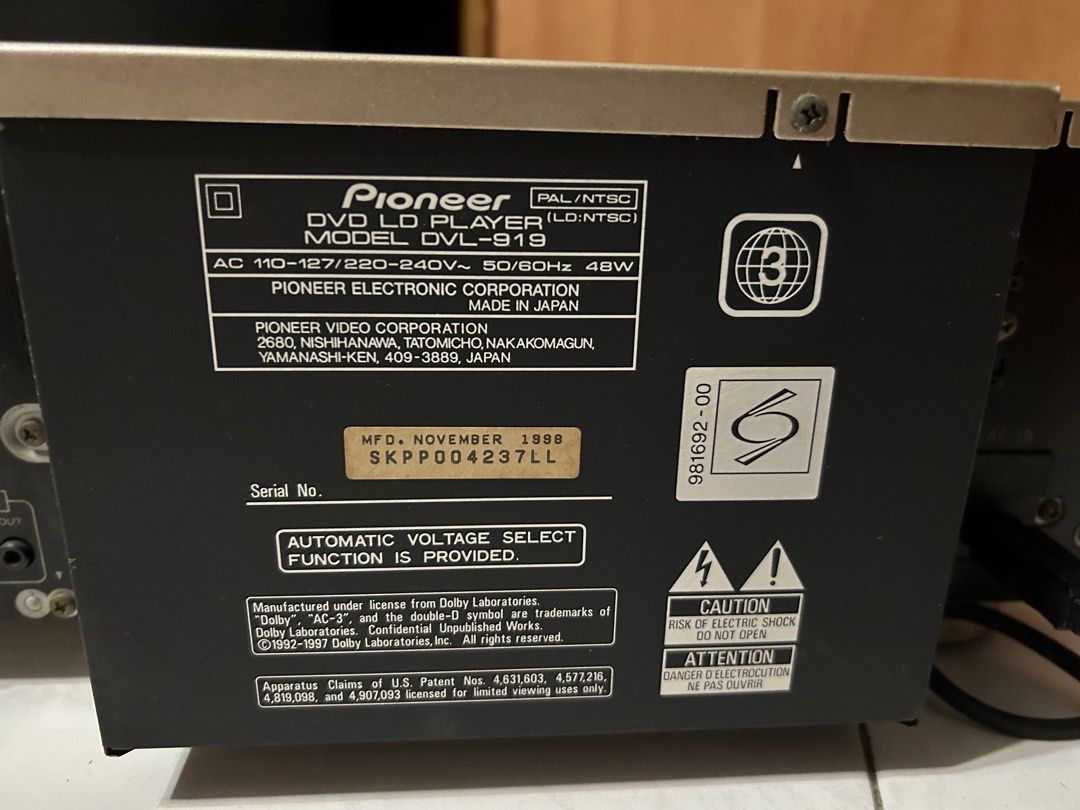 Pioneer DVL-919 DVD,CD, Laserdisc Player, TV & Home Appliances, TV ...