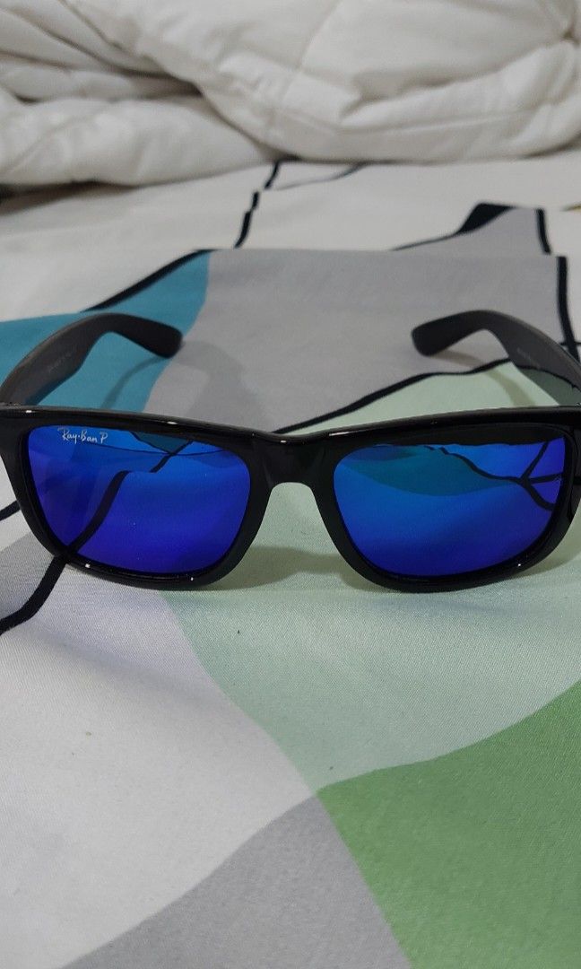 Rayban RB4165 Justin black blue flash mirror sunglasses, Men's Fashion ...