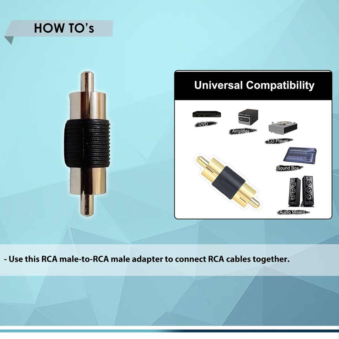 RCA MALE to RCA MALE COUPLER ADAPTER CONNECTOR, BEST TO CONNECT RCA ...