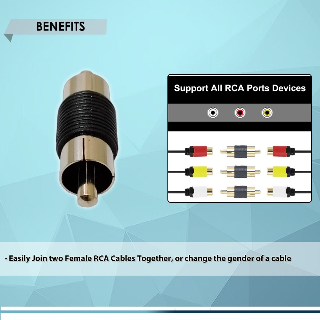 RCA MALE to RCA MALE COUPLER ADAPTER CONNECTOR, BEST TO CONNECT RCA ...