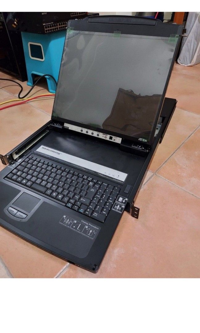 (READ) ATEN KVM 19" SLIDEAWAY SERVER 1U RACKMOUNT CONSOLE SWITCH ...