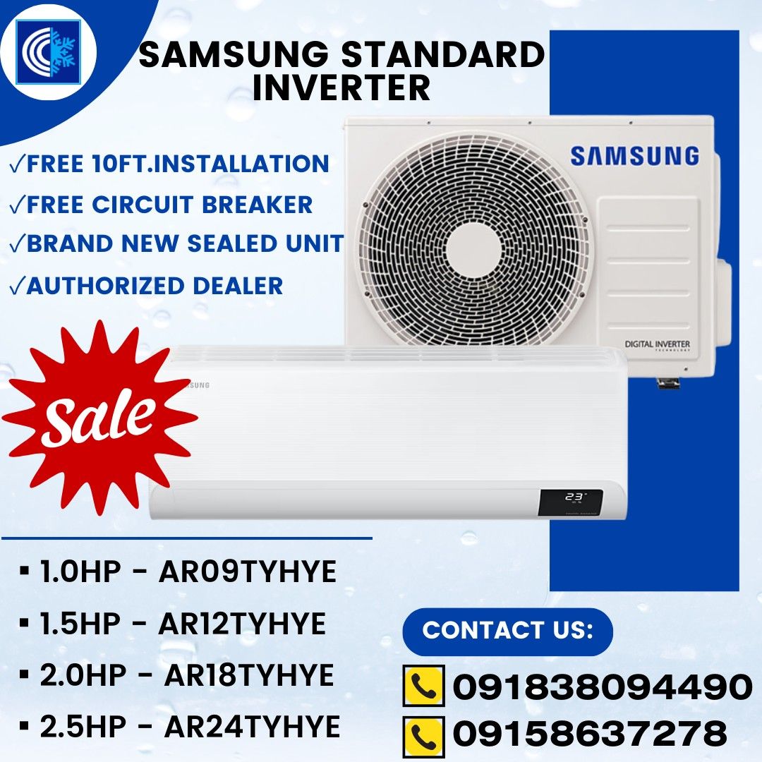 SAMSUNG STANDARD INVERTER SPLIT TYPE AIRCON, TV & Home Appliances, Air ...