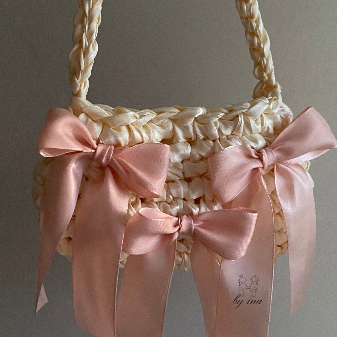 SATIN RIBBON CROCHET SHOULDER BAG | BY INA (COQUETTE, Y2K, PINTEREST ...