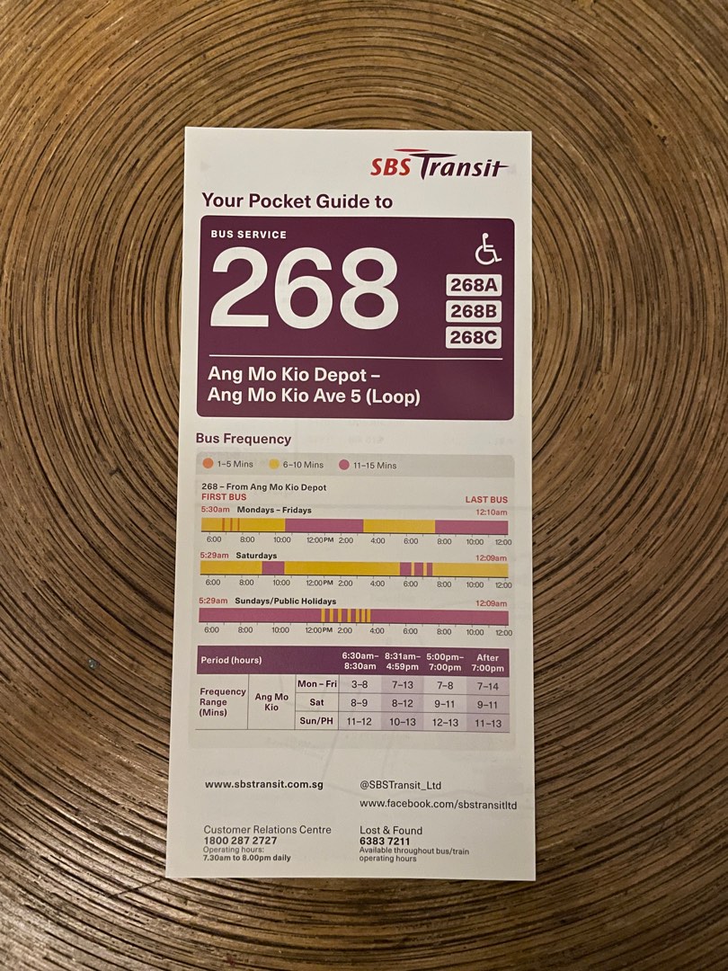 SBS Transit Service 268 guides, Hobbies & Toys, Travel, Travel ...