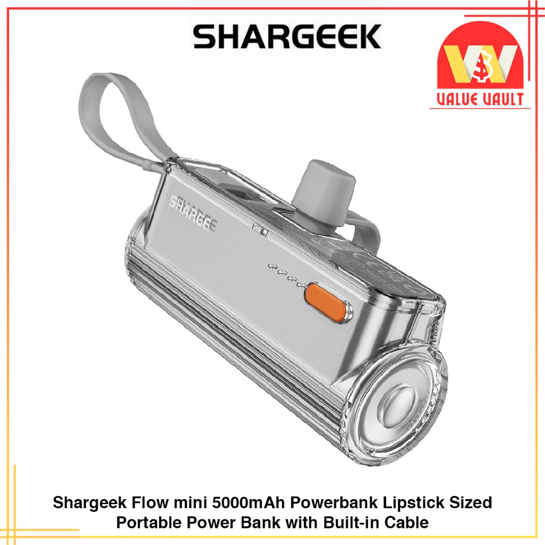 Shargeek Flow mini 5000mAh Powerbank Lipstick Sized Portable Power Bank ...
