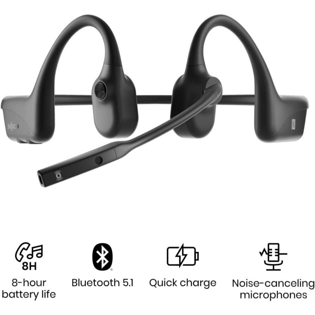 Shokz C102 wireless bone conducting open ear headset with boom mic, Audio, Headphones & Headsets ...