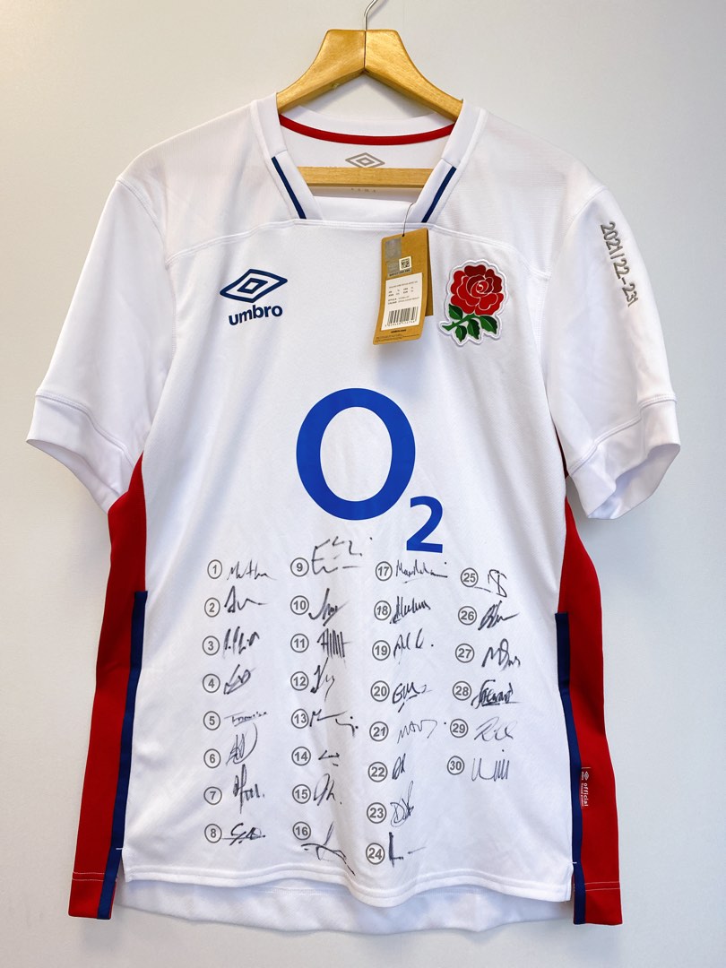 Signed Team England Rugby Jersey with certificate, 男裝, 上身及套裝, T-shirt ...