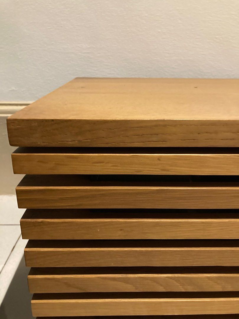 Slatted Wood TV Console, Furniture & Home Living, Furniture, TV ...
