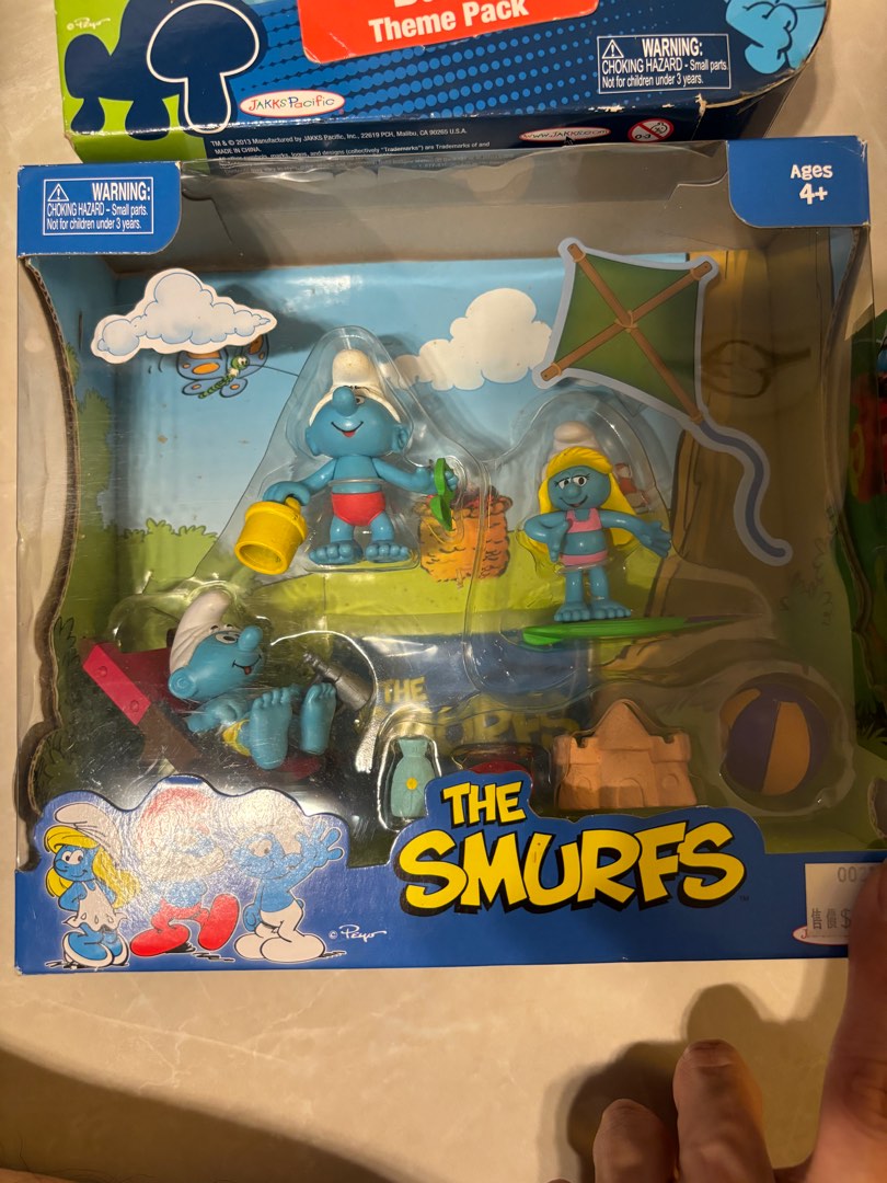 Smurfs set at beach and log car, Hobbies & Toys, Toys & Games on Carousell