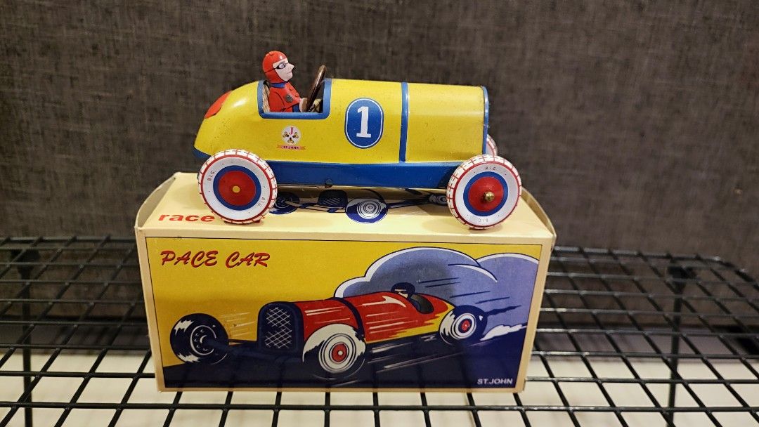 St John Tin Toy Collection Series Wind-Up Tin Small Speedway Race Car ...
