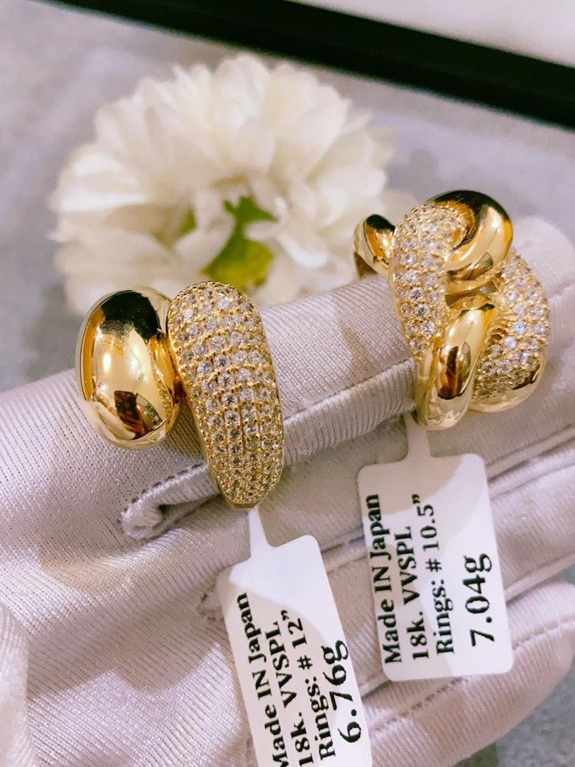 Stoned Rings 18k gold assrted designs, Women's Fashion, Jewelry ...