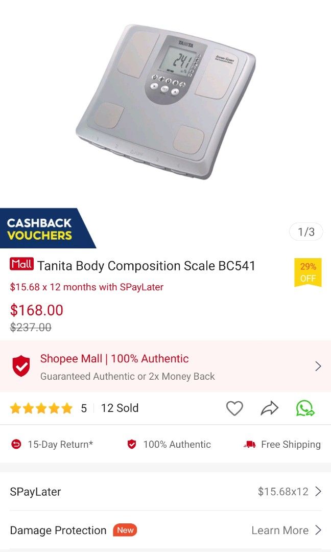 Tanita Body Composition Scale BC541, Health & Nutrition, Health ...