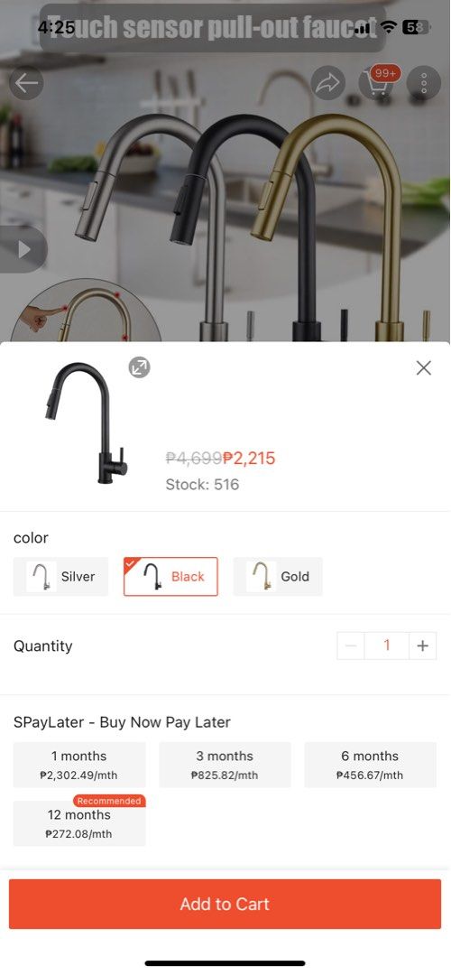 Touch Sensor Black Pull outFaucet, Furniture & Home Living, Cleaning ...