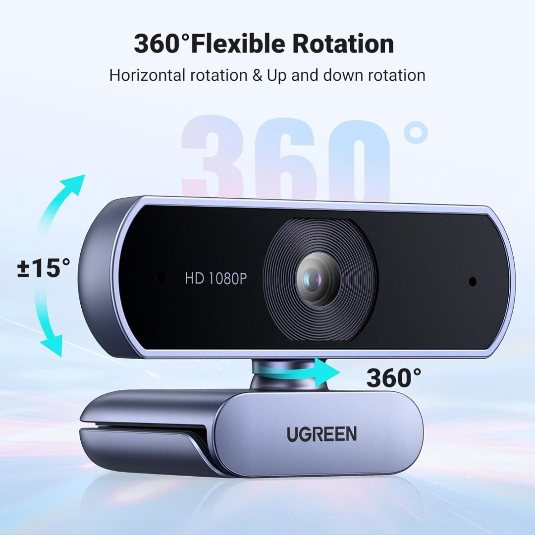 UGREEN HD Webcam with Microphone, 2 Mics Clear Stereo Audio, 1080P ...