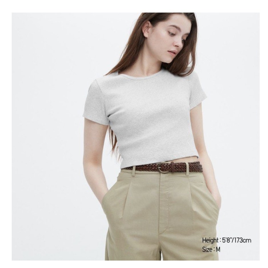 UNIQLO rib cropped top, Women's Fashion, Tops, Blouses on Carousell