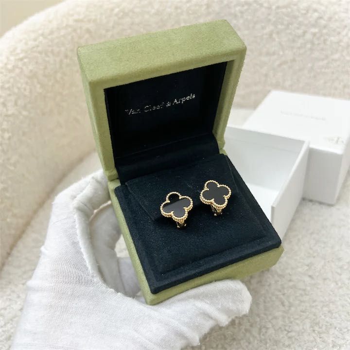 Van Cleef & Arpels VCA Vintage Alhambra Ear Studs with Black Onyx in ...