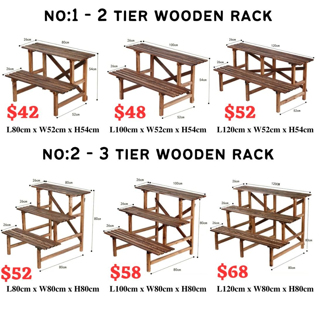 Wooden Plant Rack Stainless Steel Rack Outdoor Indoor Plant Stand Step ...