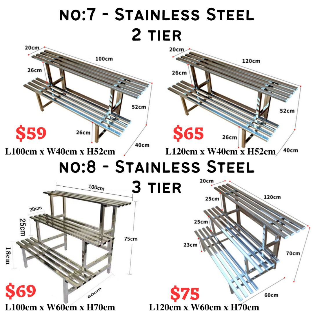 Wooden Plant Rack Stainless Steel Rack Outdoor Indoor Plant Stand Step ...