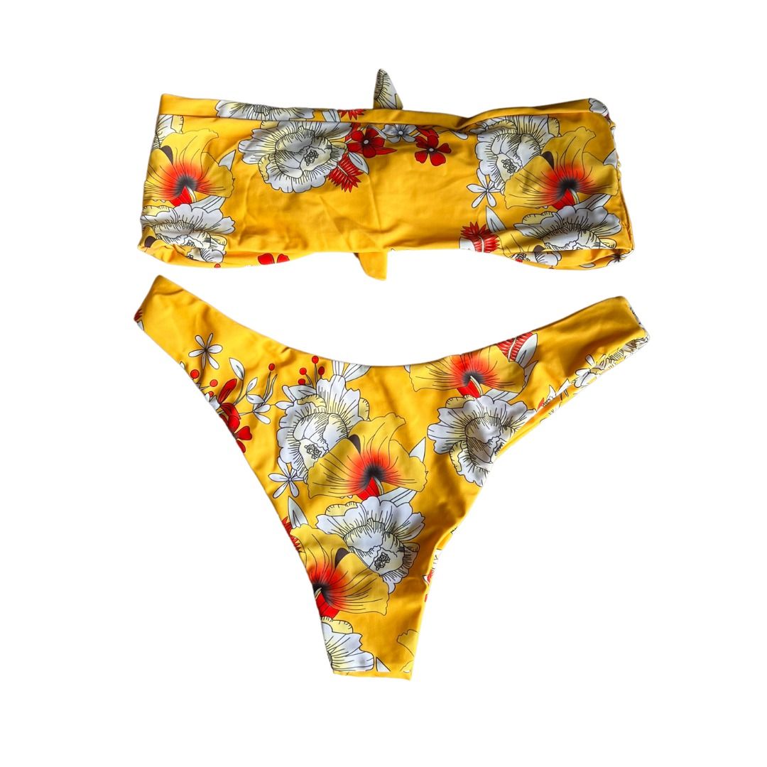 Yellow Floral Bikini, Women's Fashion, Swimwear, Bikinis & Swimsuits on ...