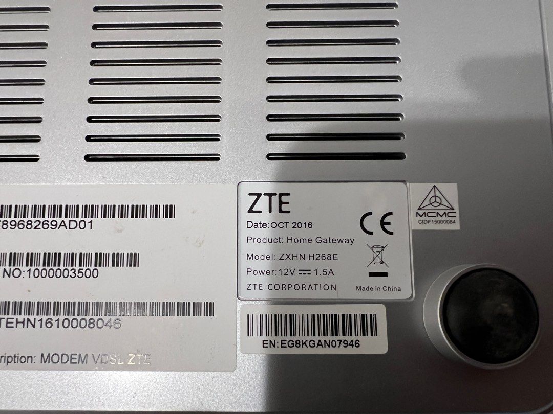 ZTE VDSL2 modem ZXHN H268E, Computers & Tech, Parts & Accessories ...