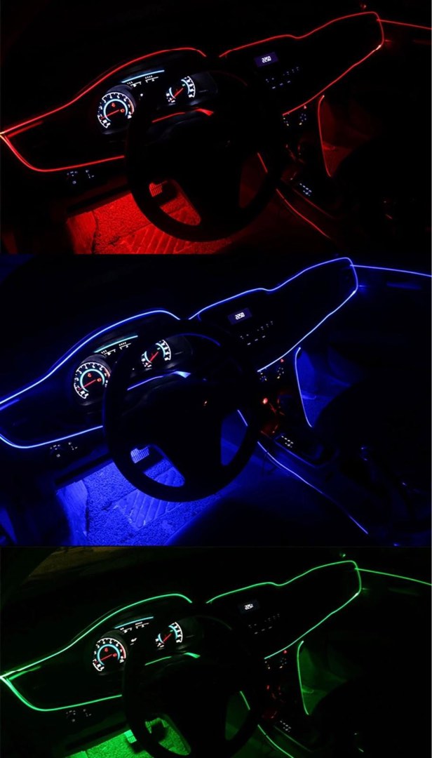 5M Car Interior LED Strips Light Decoration / Wire Rope Neon Light ...