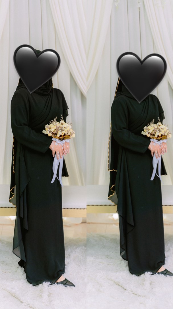 Aere Dress hitam (suitable for tunang/ dinner/ nikah), Women's Fashion ...