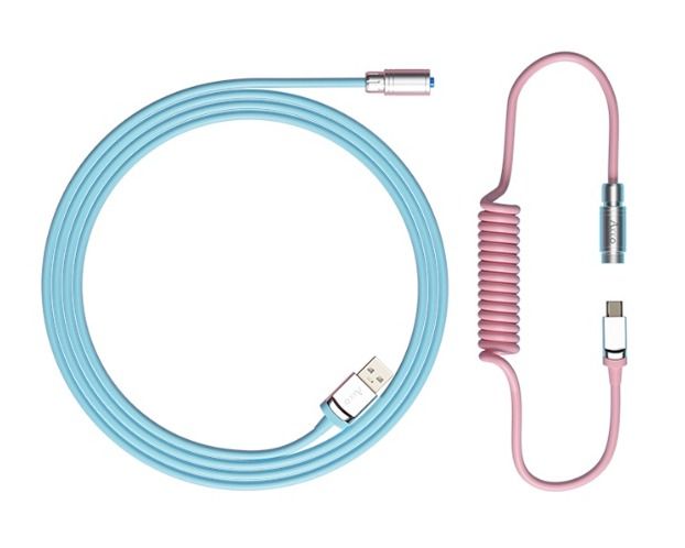 AKKO KEYBOARD Coiled Cable Aviator - Pastel pink and blue, Computers ...