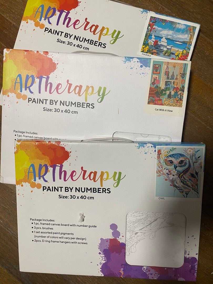 Artherapy paint by numbers set of 3, Hobbies & Toys, Stationary & Craft ...
