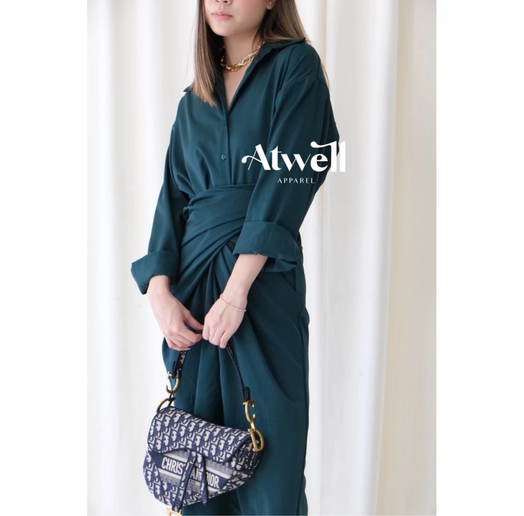 Atwell apparel - katana dress emerald, Fesyen Wanita, Pakaian Wanita ...