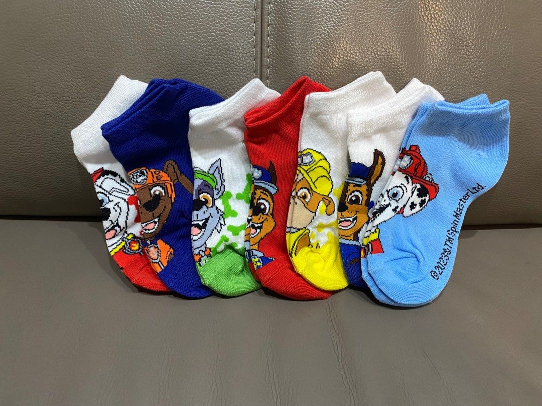 Brand new 全新 paw patrol socks 7 pairs 4-7years old 汪汪隊 襪子 4-7歲, 嬰兒及兒童 ...