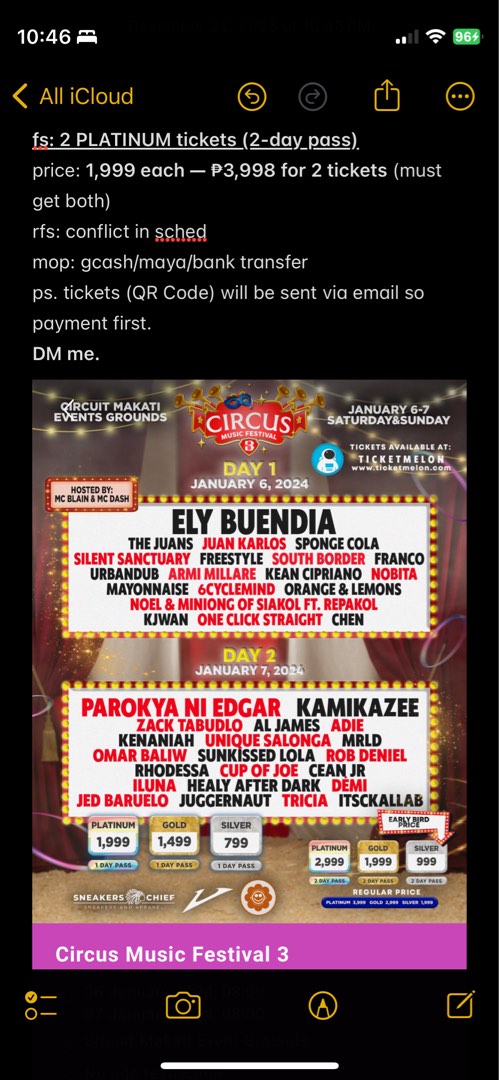 Circus Music Festival 3 Platinum Tickets (2-day pass), Tickets ...