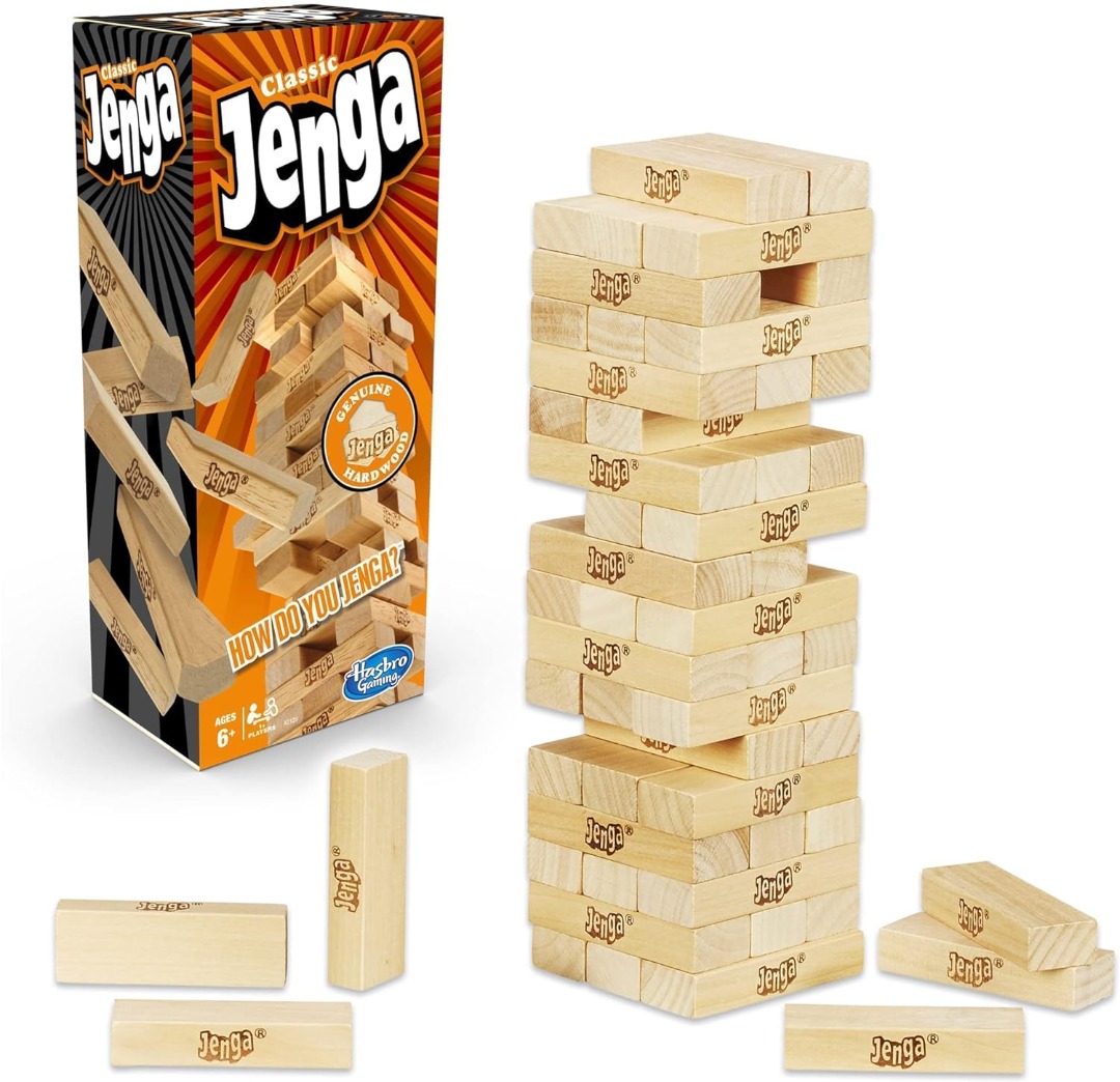 Classic Jenga Game With Genuine Hardwood Blocks, Stacking Tower Game ...