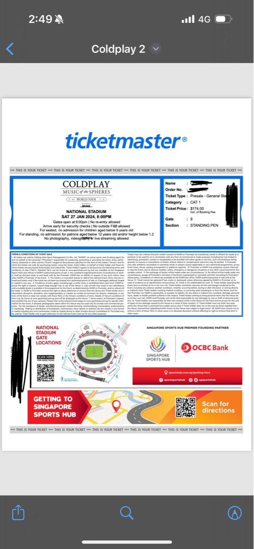 Coldplay 27th Jan General Standing Ticket X 1, Tickets & Vouchers ...