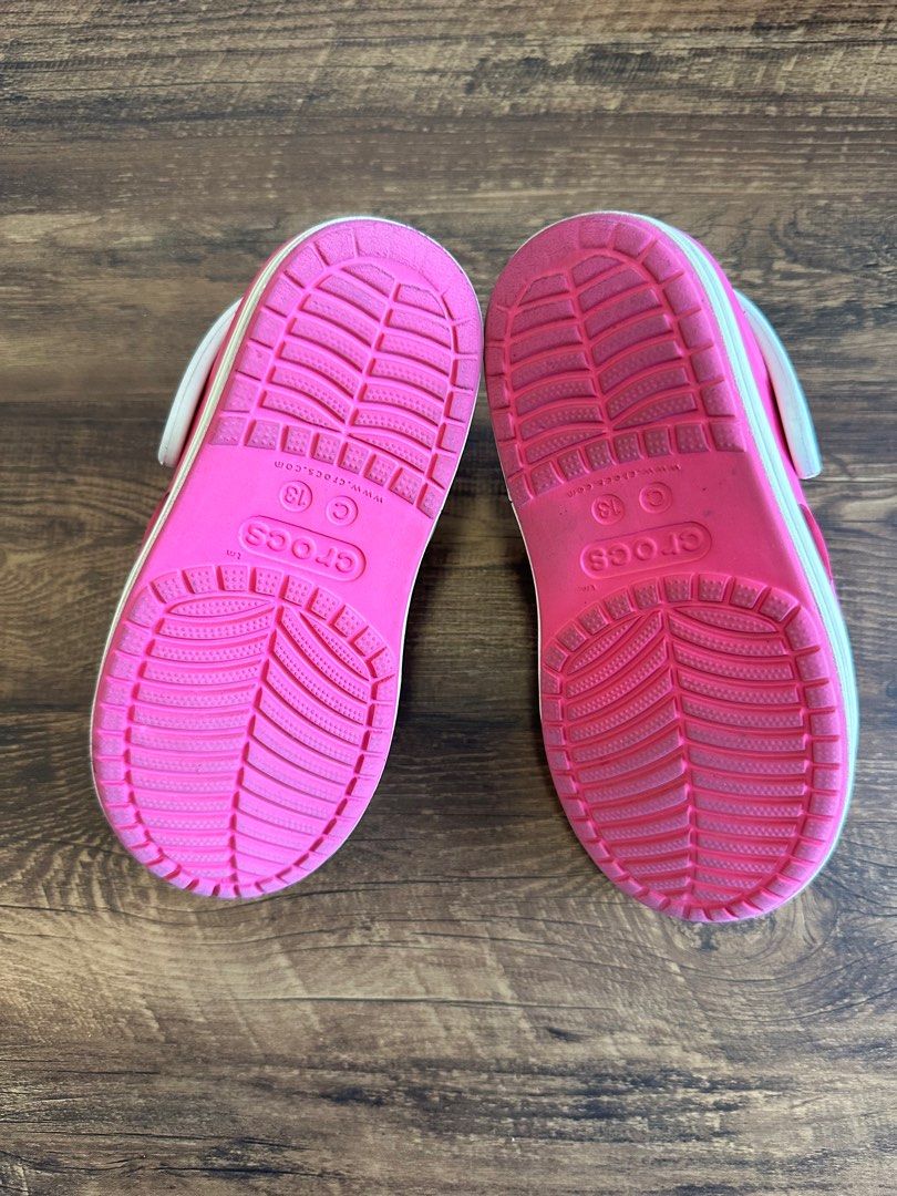CROCS Bump Size 13C Hot Pink White Shoes In Excellent Condition, Babies ...