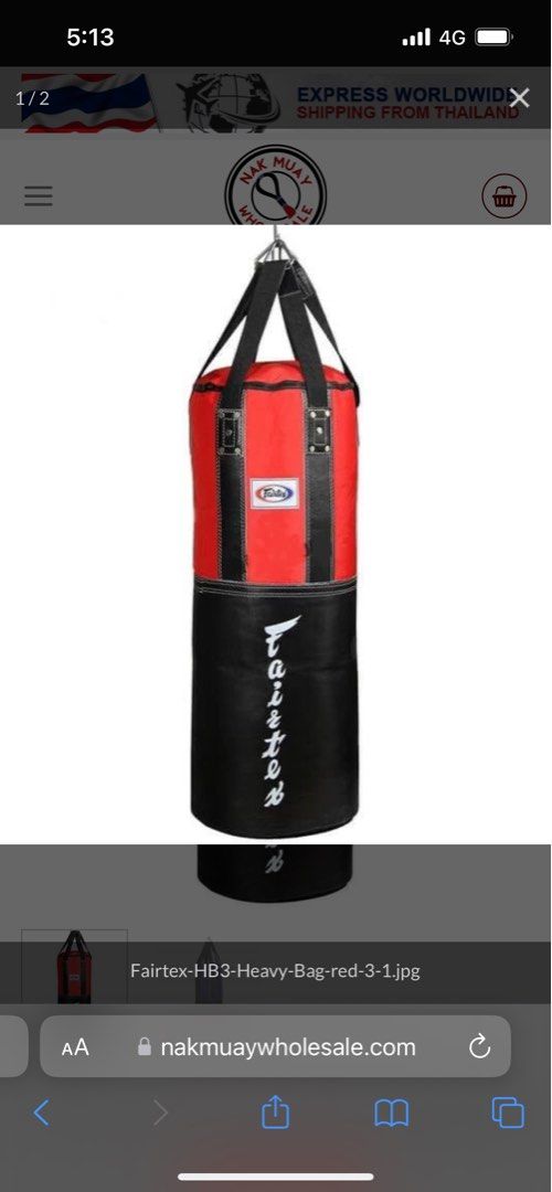 Fairtex punching bag, Sports Equipment, Other Sports Equipment and ...