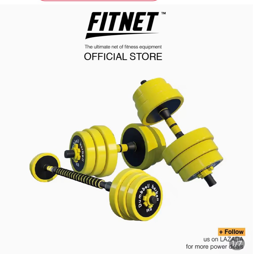 FITNET 20kg Cast Rubberised Dumbbell Set, Sports Equipment, Exercise ...